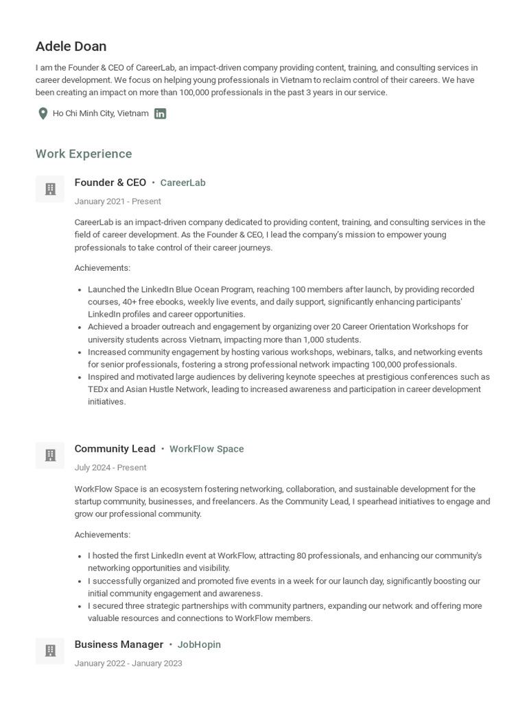 Resume Adele Doan Updated 2024 1722505360 | PDF | Business | Business