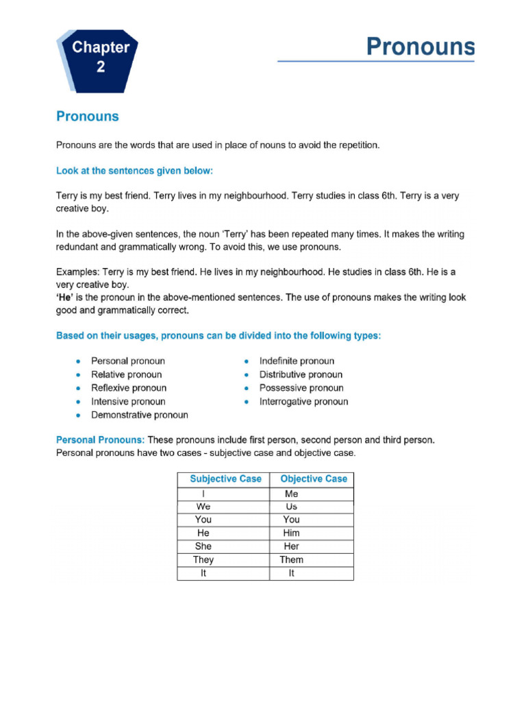 Chapter 2 - Pronouns | PDF