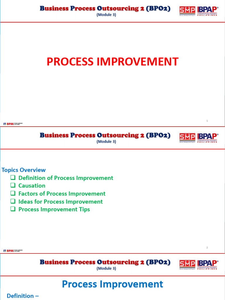 BPO2 Module 3 PROCESS IMPROVEMENT | PDF
