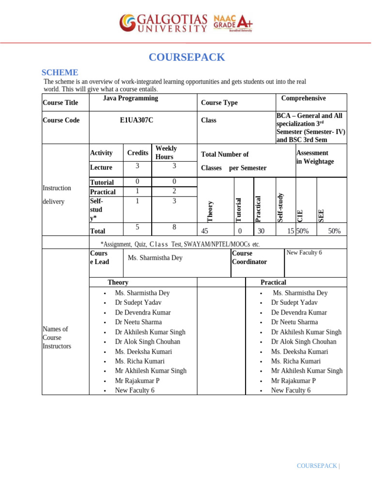 Course Pack Java Programming | PDF