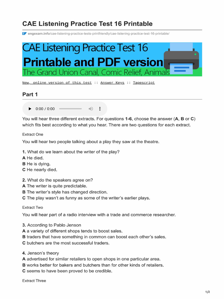Engexam - info-CAE Listening Practice Test 16 Printable | PDF