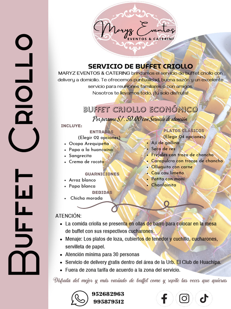 Carta de Buffet Criollo | PDF
