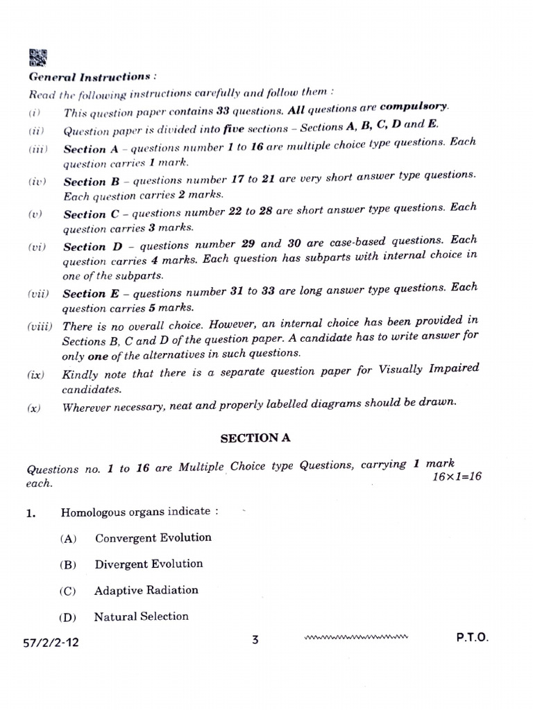 Set 2 QP Biology 2023 - 24 | PDF