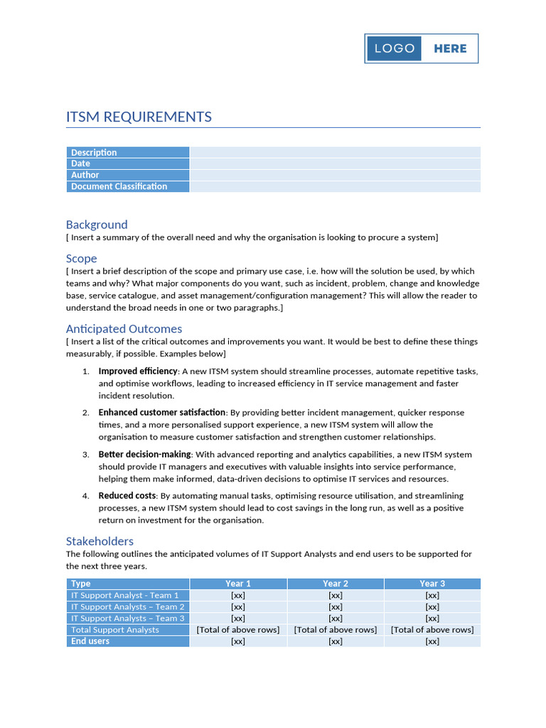 ITSM Requirements Document | PDF
