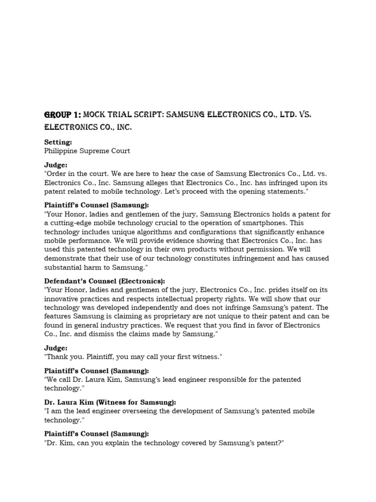 Mock Trial Script | PDF