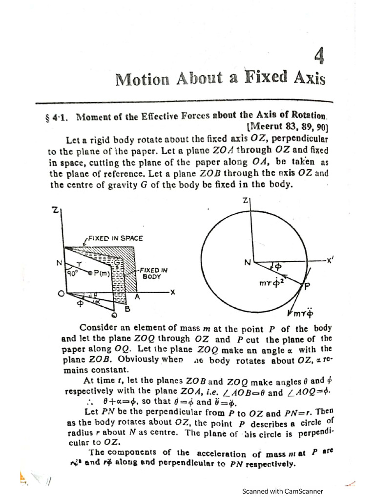 Motion About A Fixed Axis | PDF