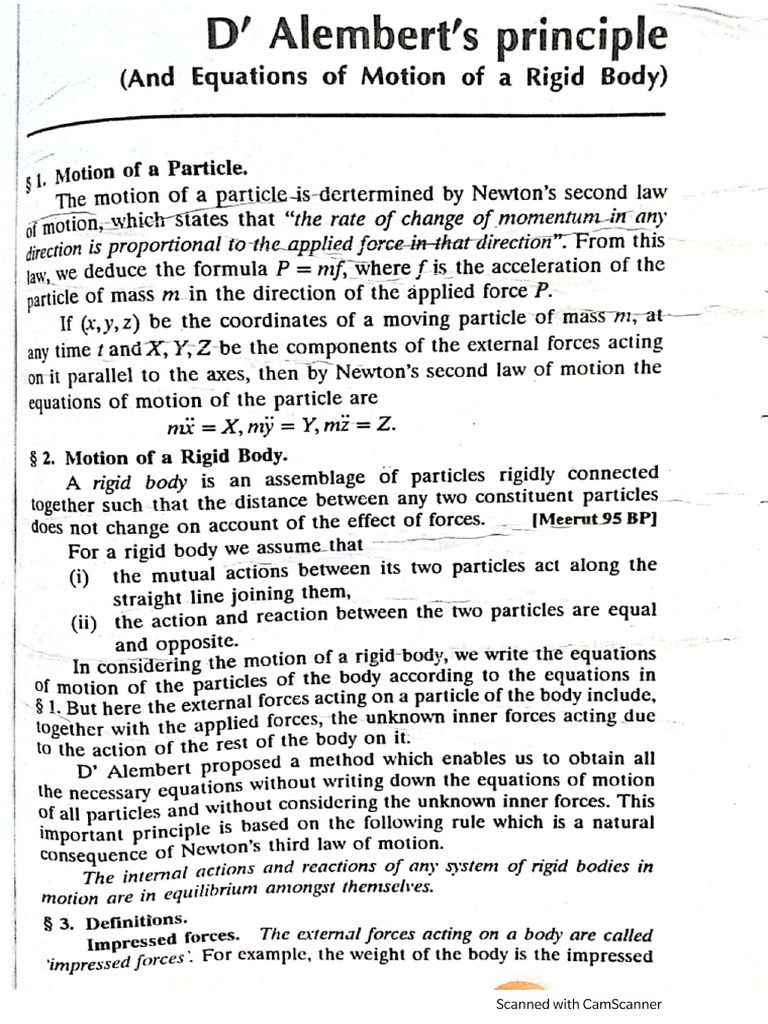 D Alembert Principle | PDF