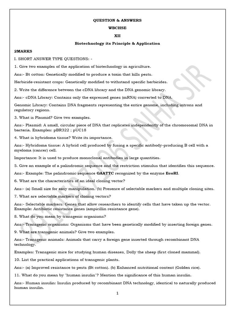 Important Questions With Answers On The Principle & Application of ...