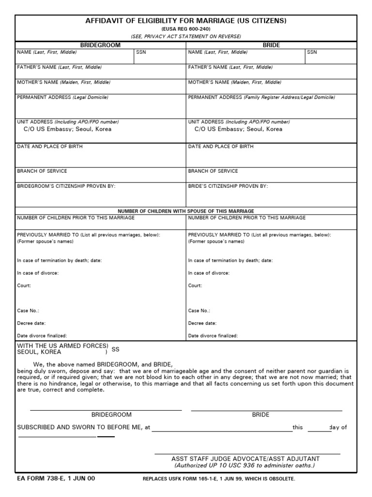 Military Marriage Paperwork | PDF