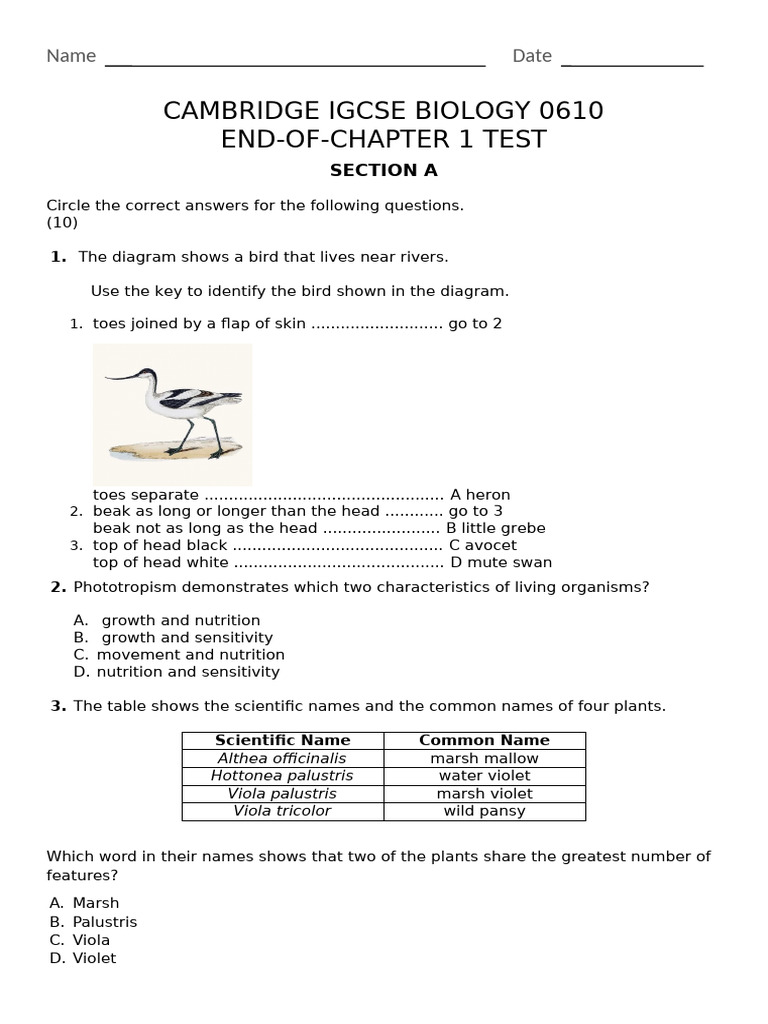 Chapter 1 Biology0610 | PDF
