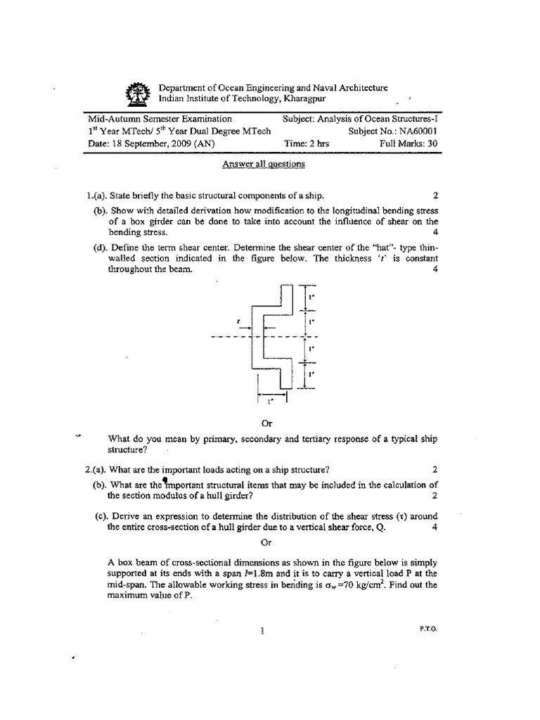 2009 Mid Autumn 2009 Ocean Analysis of Ocean Structures 1 | PDF