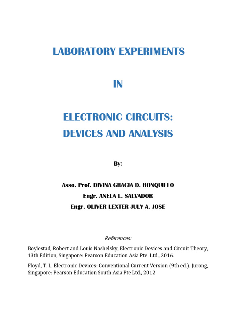 ECE 421 - Electronic Circuits-Devices and Analysis - Laboratory Experiments (1-8) | PDF
