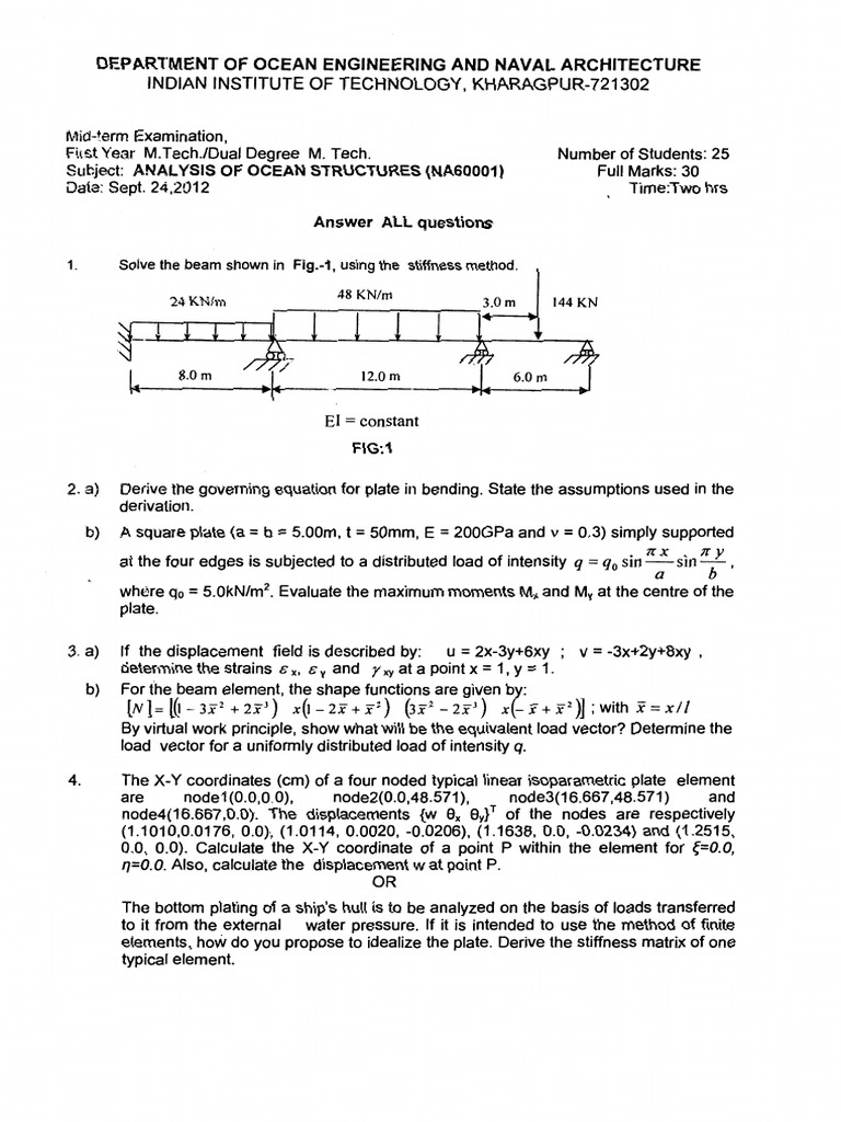2012 Mid Autumn 2012 Oe&na Analysis of Ocean Structures | PDF