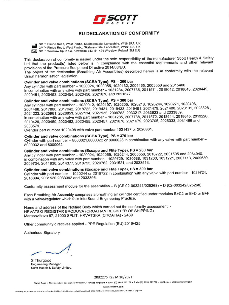 Conformity Certificates - EEBA-SCBA | PDF