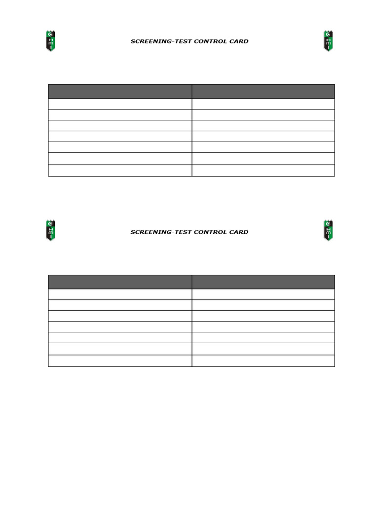 Screening Card | PDF