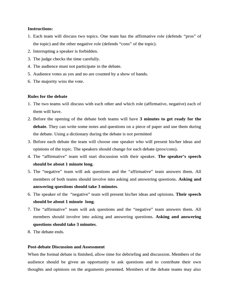 Debate Rules and Tips | PDF