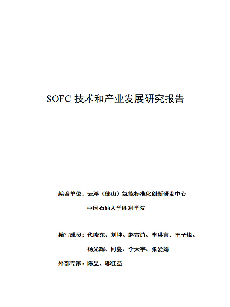 SOFC技术和产业发展研究报告 | PDF