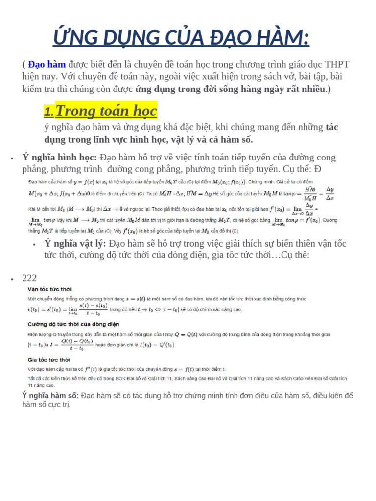 NG D NG C A Đ o Hàm | PDF