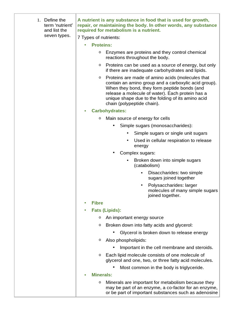 Year 11 Human Biology Notes | PDF