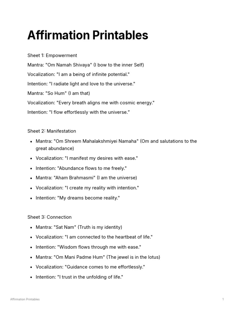 Affirmation Printables | PDF