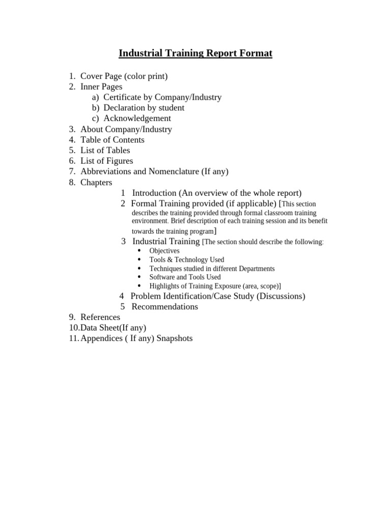Industrial Training Report - Format | PDF