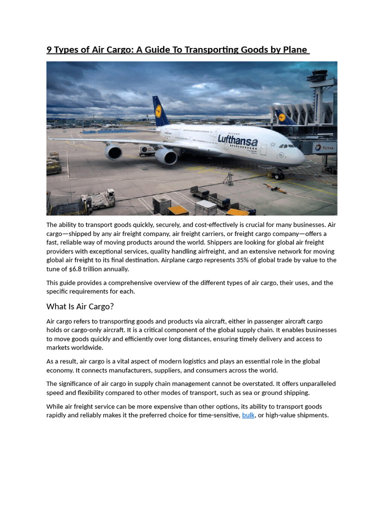 Types of Air Cargo | PDF | Cargo | Finance & Money Management