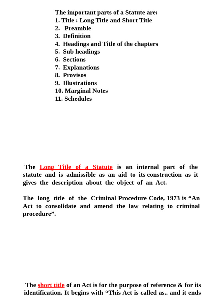 Parts of A Statute | PDF