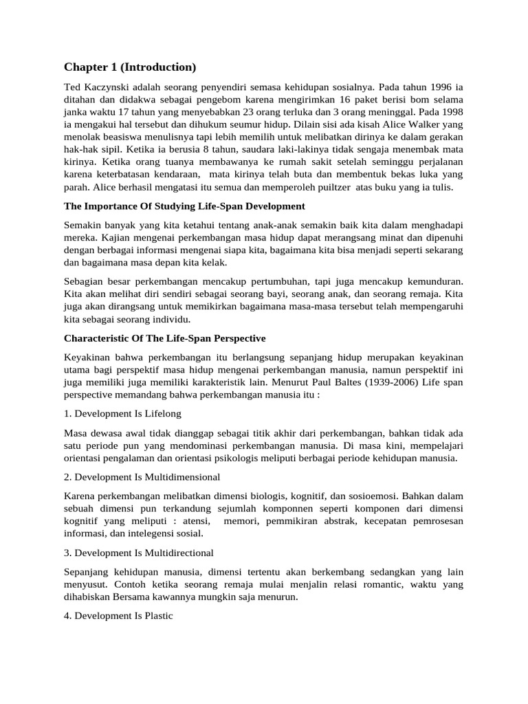 Chapter 1 Life Span | PDF
