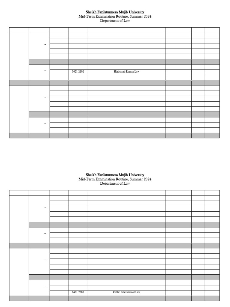 Law Dept. Exam Schedule Summer 2024 | PDF | Bangladesh | Justice