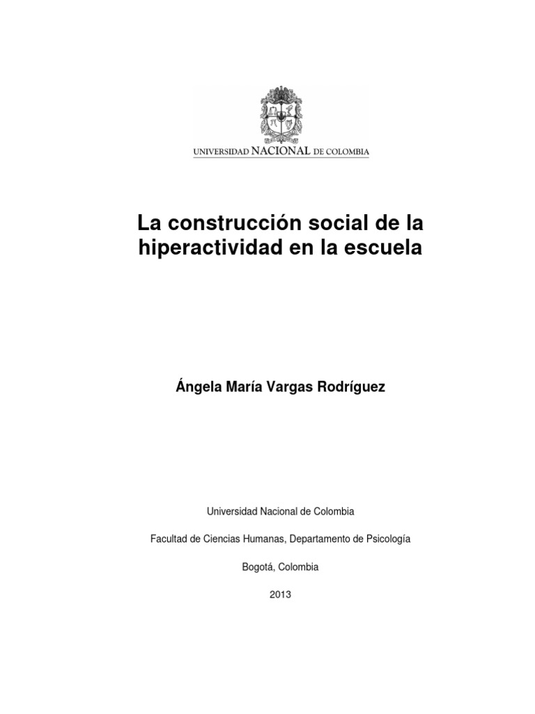 La Construcción Social De La Hiperactividad En La Escuela Ángela María