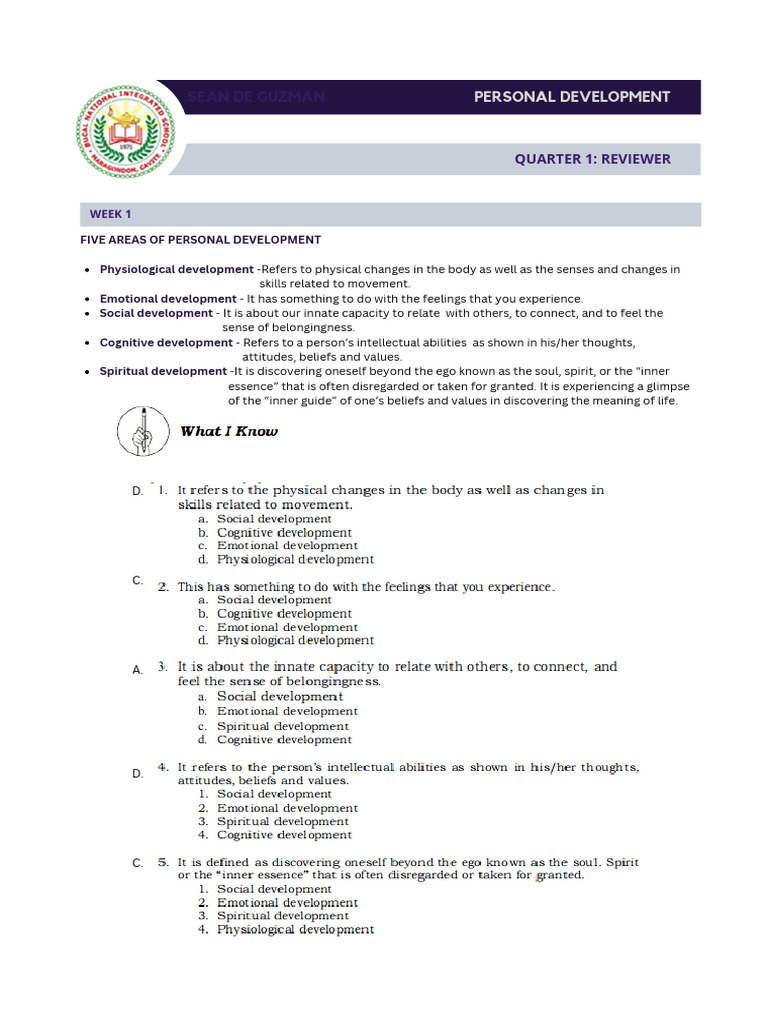 PerDev Q1 Reviewer | PDF