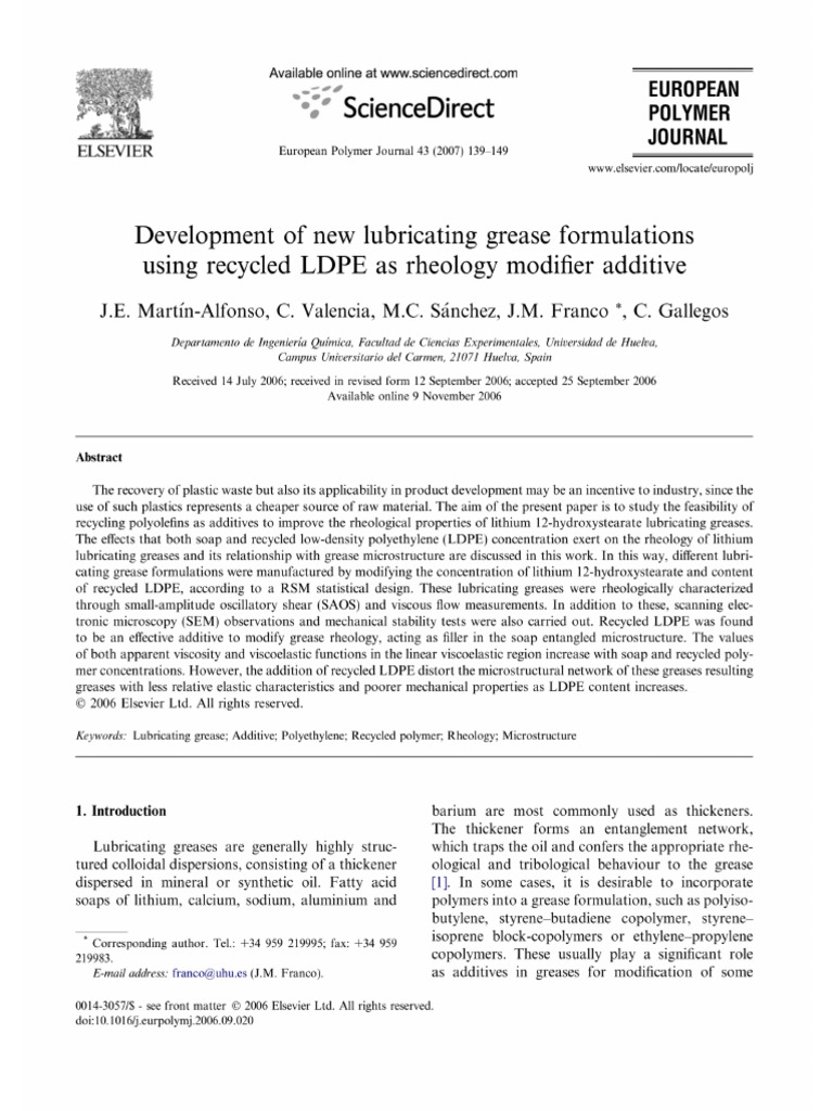 Development of New Lubricating Grease Formulations | PDF