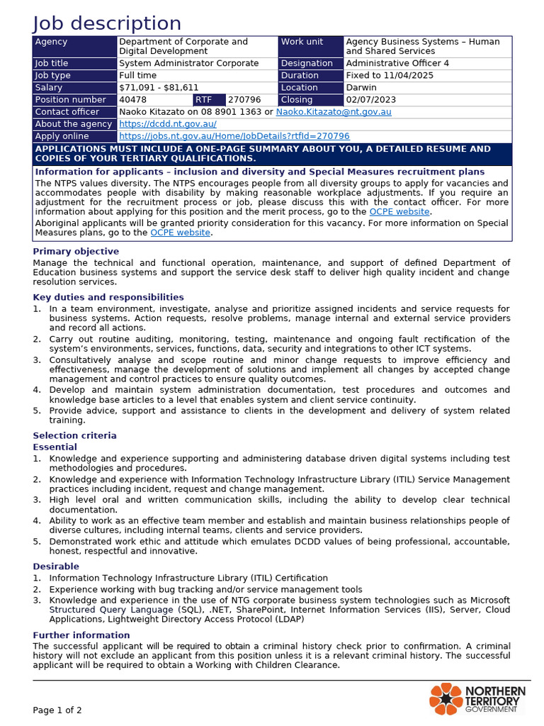 Job Description | PDF