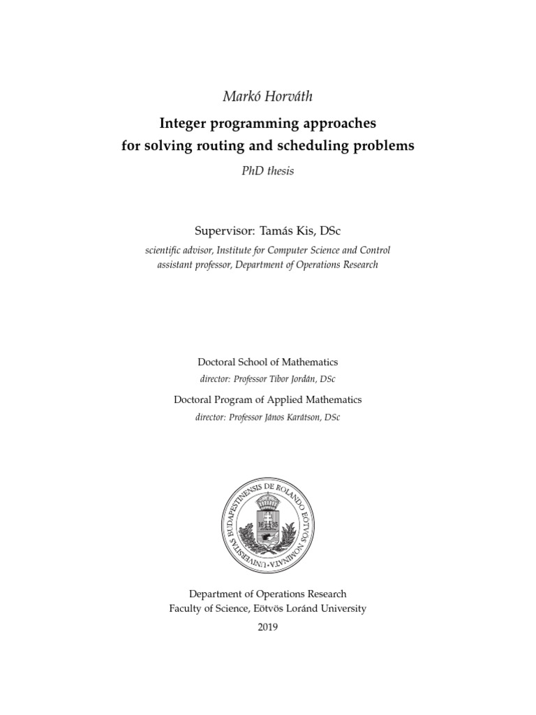 Integer Programming Approaches Doktori - Ertekezes | PDF
