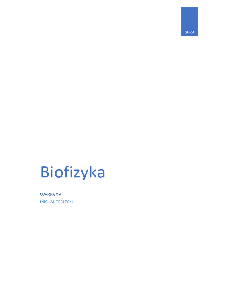 Biofizyka - Wykady Skrypt | PDF