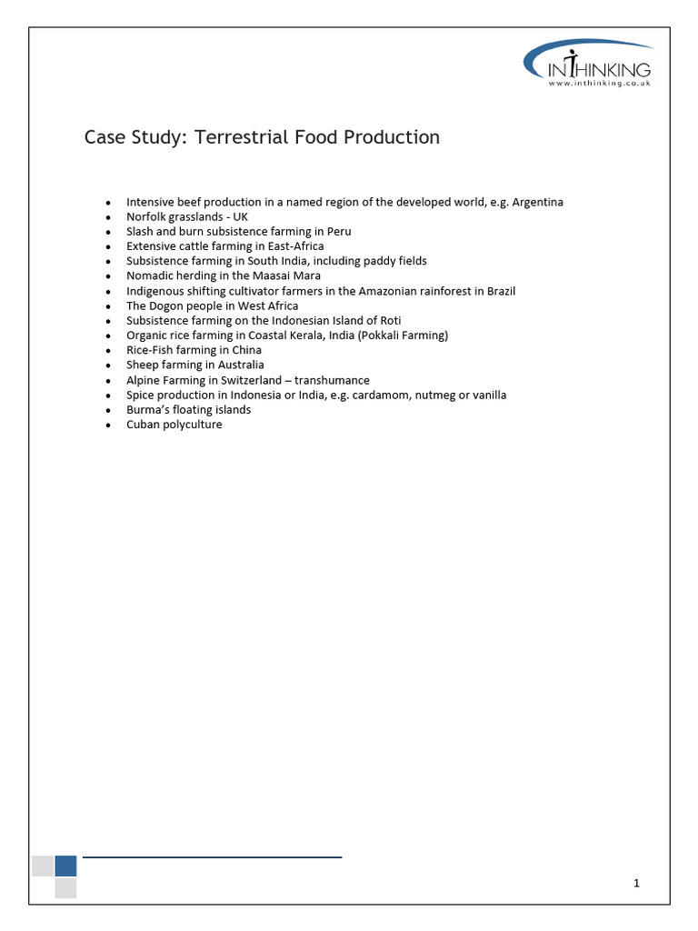 5.2comparative Terrestrial Food Production Case Study | PDF