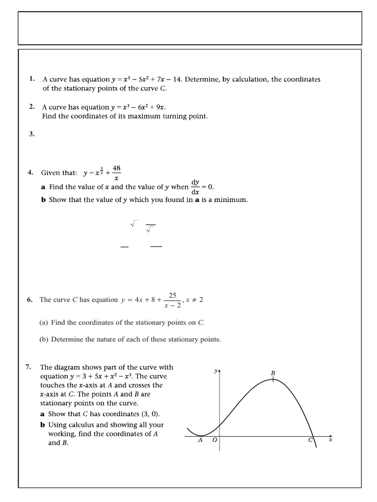 Work Sheet 2 (Application of Differentiation) | PDF