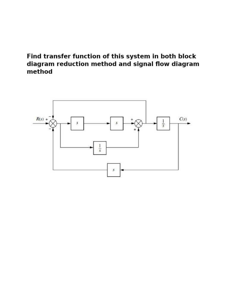 Find Transfer Function of This System in Both Block Diagram Reduction Method and Signal Flow ...