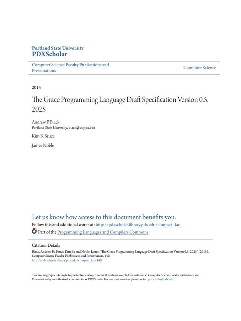 The Grace Programming Language Draft Specification Version 0.5 | PDF