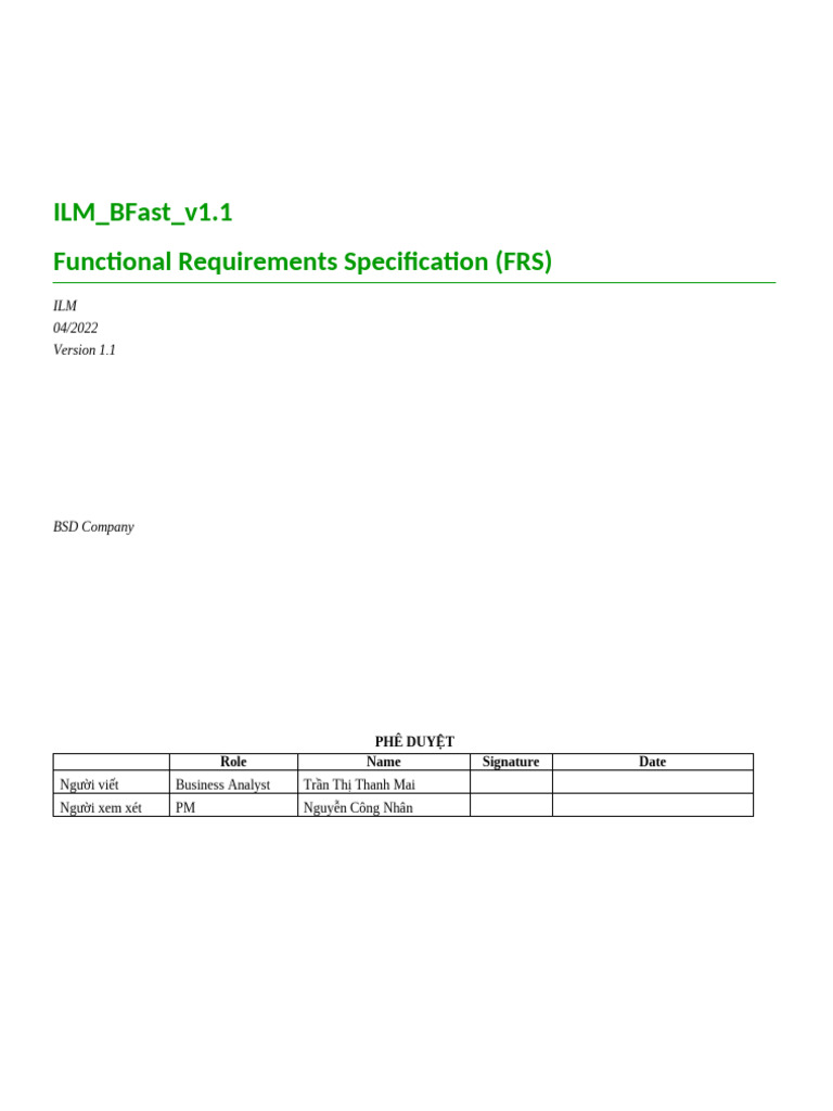 Frs Ilm Bfast V1.1-Phase-2 | PDF