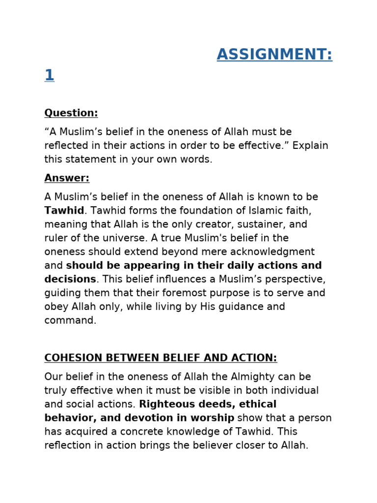 Islamiyat Assignment | PDF