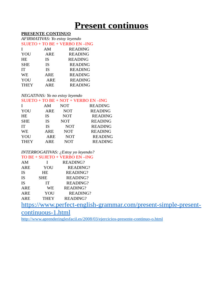 Present Continuos | PDF