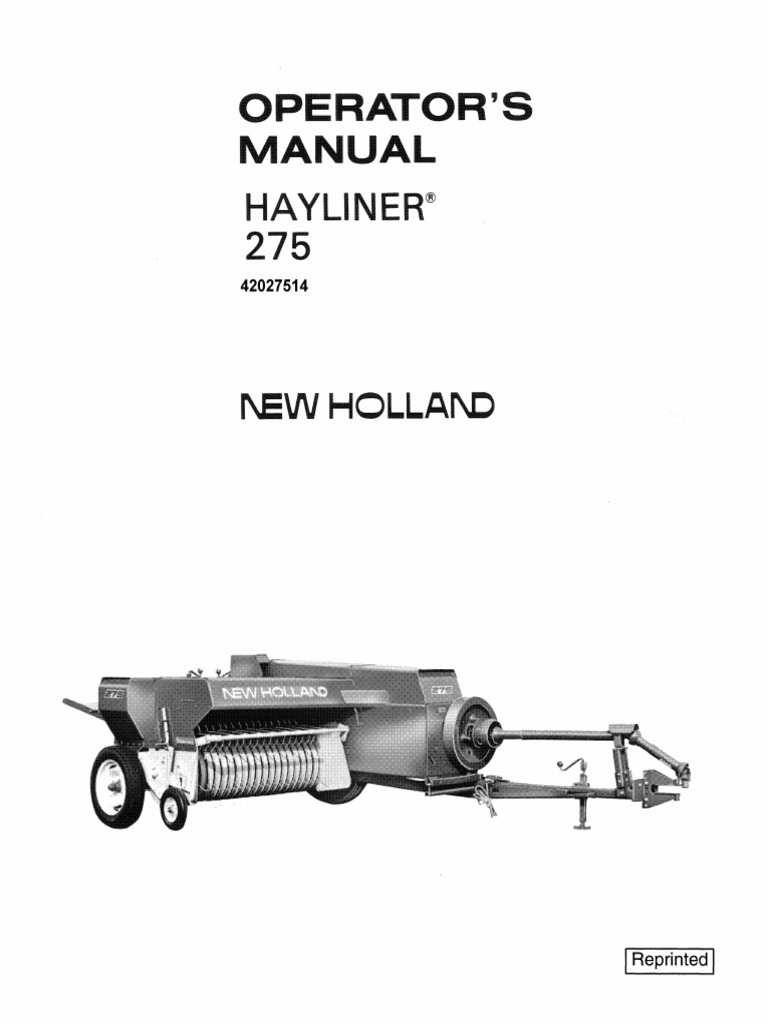 New Holland 275 Baler Manual | PDF