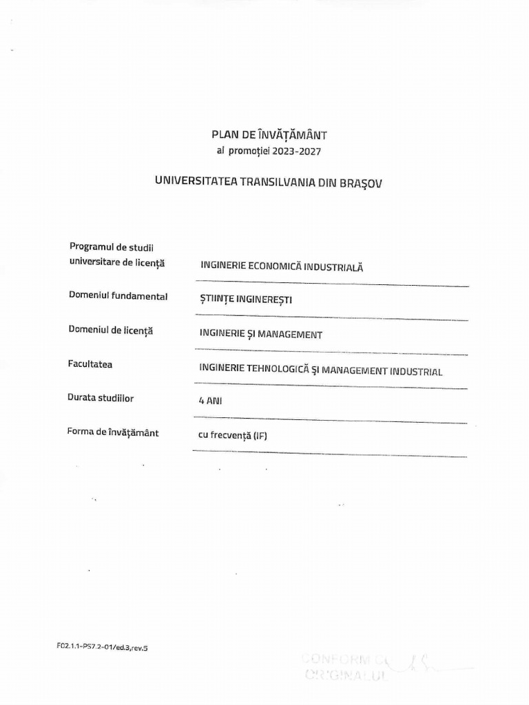 Plan Invatamant IEI Oficial | PDF