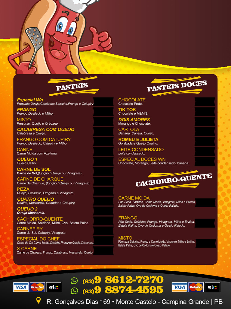 Cardápio - Cachorro Quente (Hot Dog) - Modelo Pronto - Clube Do Corel ...