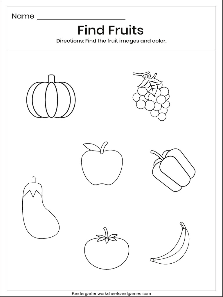 Fruit and Vegetables Worksheets For Kindergarten | PDF