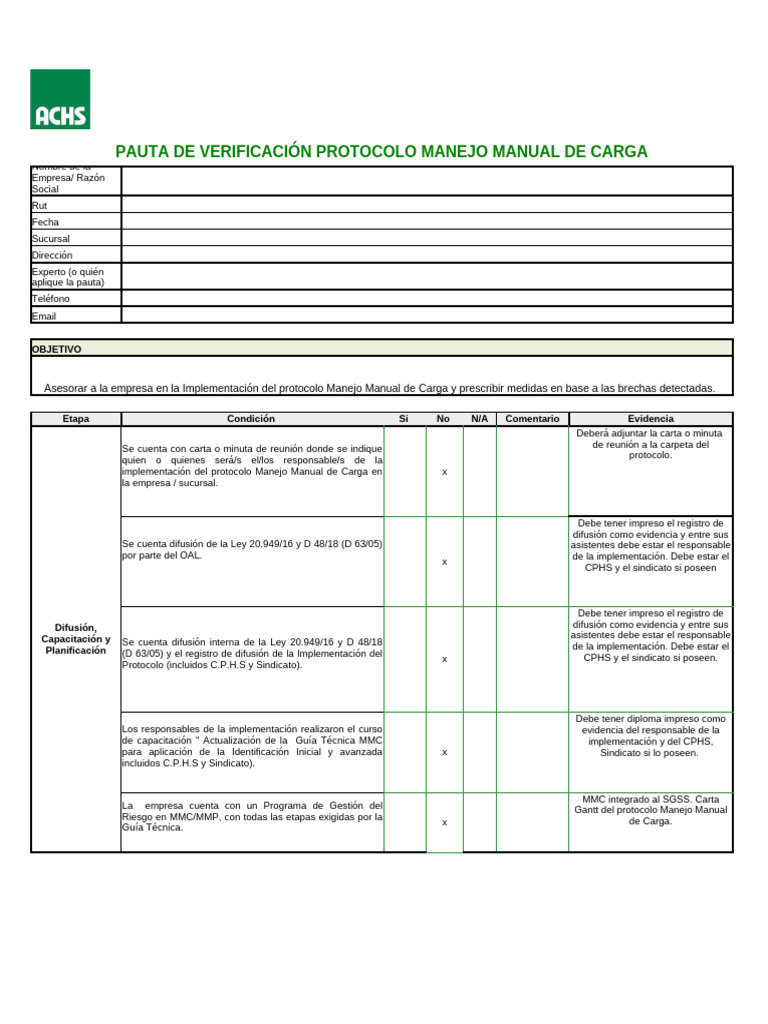 Pauta de Verificación MMC | PDF