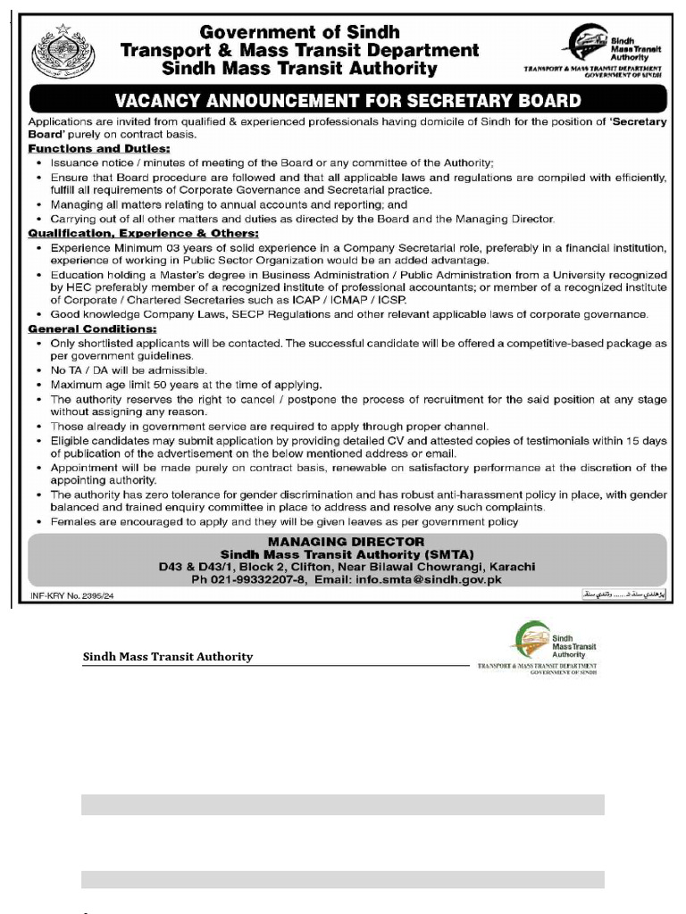 Job Vacancy - Secretary Board SMTA | PDF | Committee | Business
