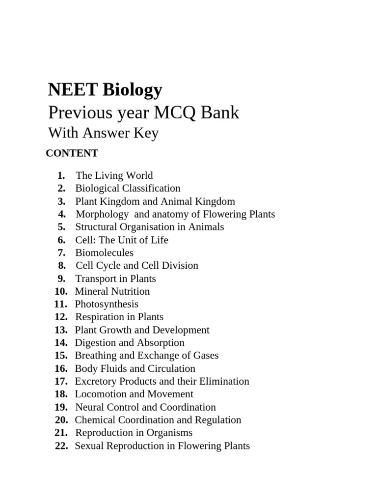 NEET Biology Pyq | PDF