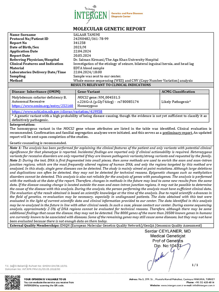 Dna Report Rare Disease | PDF